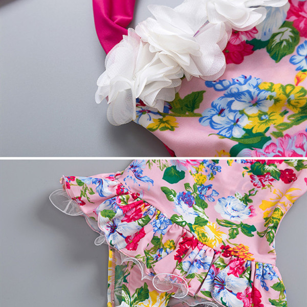 Kid Girls' Flowers Ruffles Swimwear