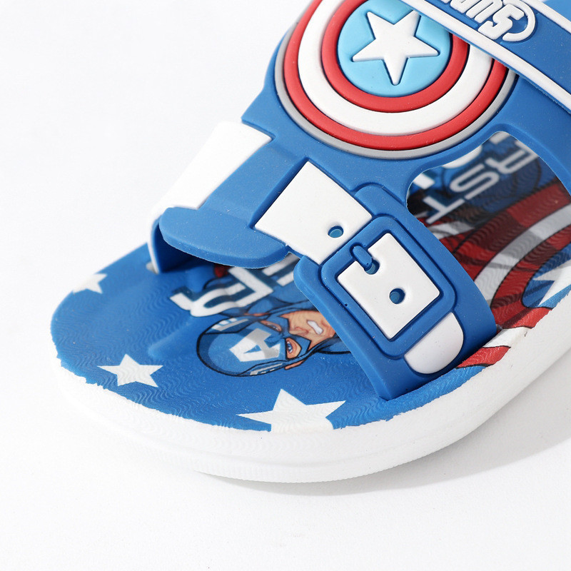 Toddlers Kids Cartoon Spiderman Captain America Flat Beach Slippers Sandals