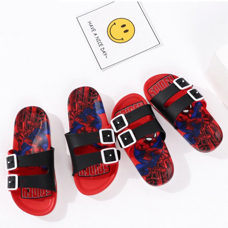 Toddlers Kids Cartoon Spiderman Captain America Flat Beach Slippers
