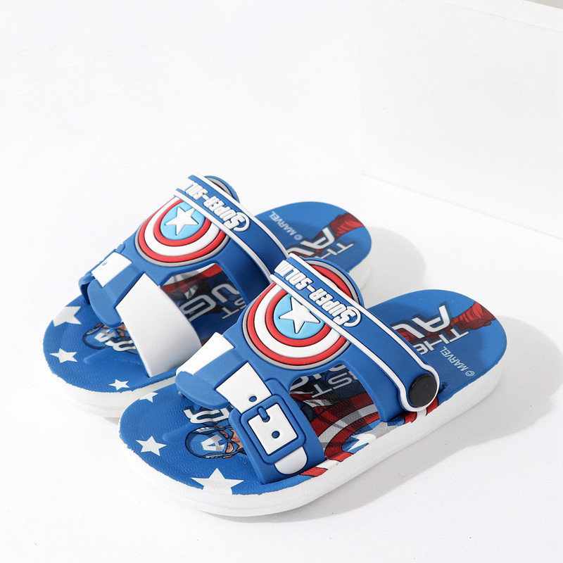 Toddlers Kids Cartoon Spiderman Captain America Flat Beach Slippers Sandals