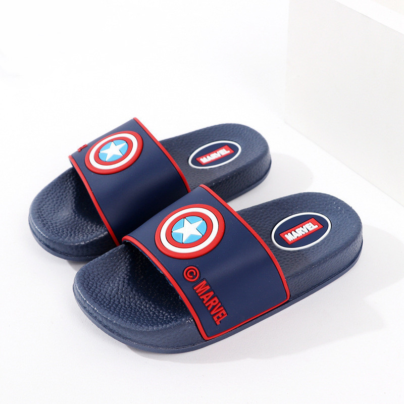 Toddlers Kids Cartoon Captain America Flat Beach Slippers