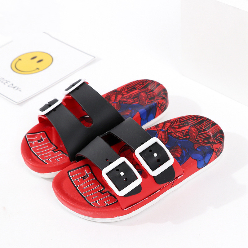 Toddlers Kids Cartoon Spiderman Captain America Flat Beach Slippers