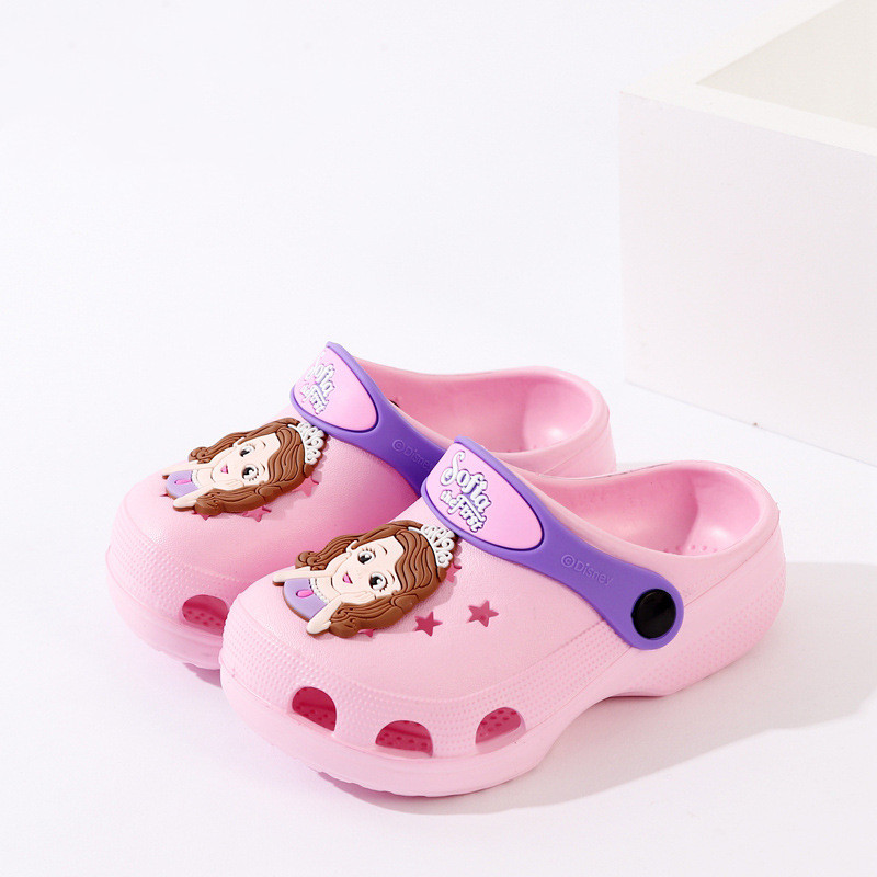 Toddlers Kids Cartoon 3D Sofia Princess Crocs Flat Beach Slippers