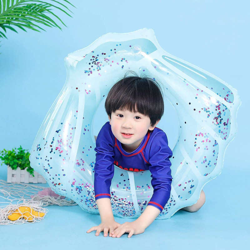 Toddler Kids Pool Floats Inflated Sequined Shell Swimming Rings