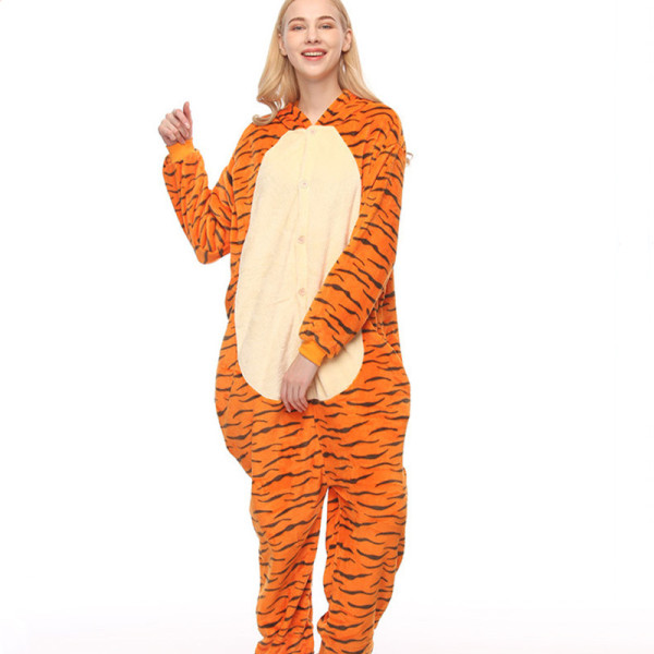 Orange Tigger Onesie Kigurumi Pajamas Cosplay Costume for Unisex Adult