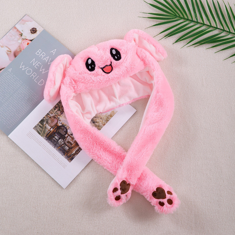 Rabbit Funny Animal Movable Ears Jumping Soft Plush Hat