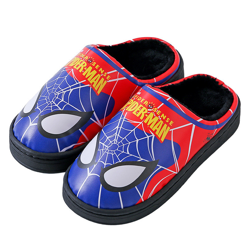 Toddlers Kids PU Spider Man Warm Winter Home House Slippers