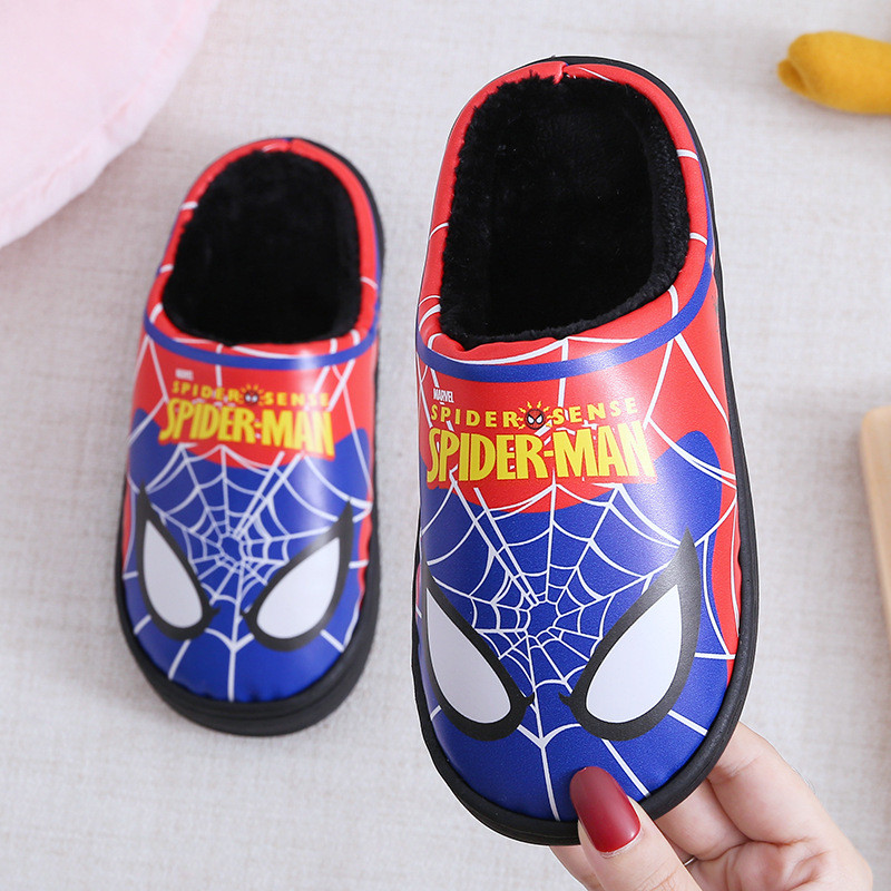 Toddlers Kids PU Spider Man Warm Winter Home House Slippers