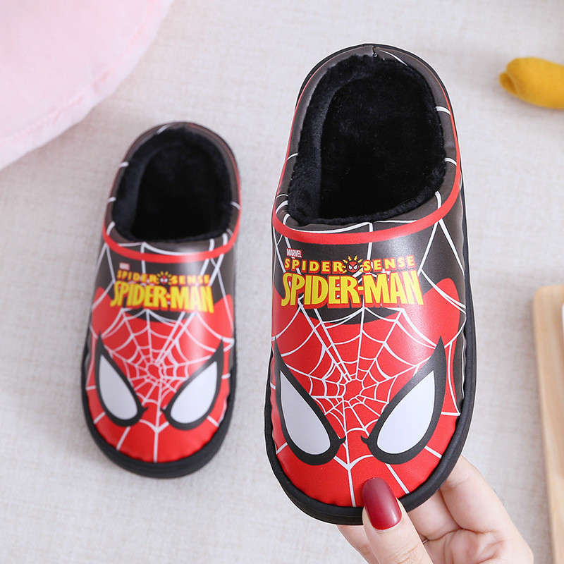 Toddlers Kids PU Spider Man Warm Winter Home House Slippers