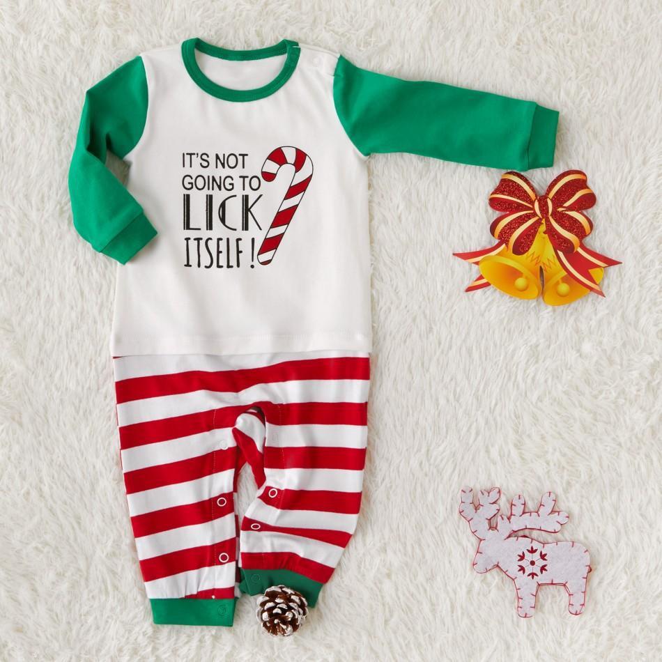 Christmas Family Matching Sleepwear Pajamas Sets Green Slogan Top and ...
