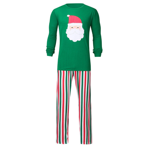 Christmas Family Matching Sleepwear Pajamas Sets Green Santa Claus Top ...