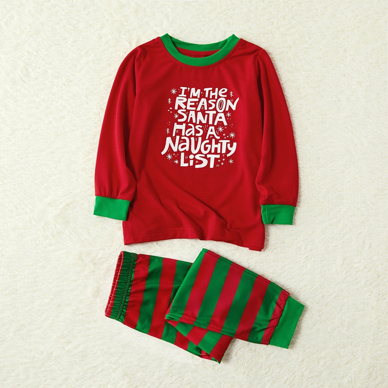 Christmas Family Matching Sleepwear Pajamas Sets Red Slogan Top and ...