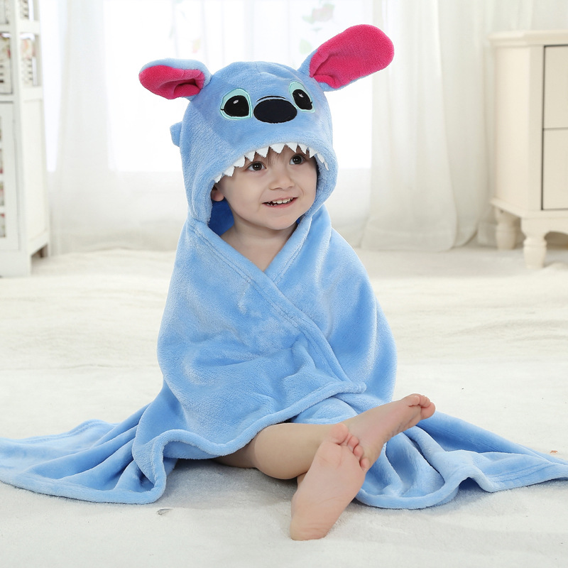 Kid Blue Stitch Hooded Bathrobe Cape Bathrobe Cloak