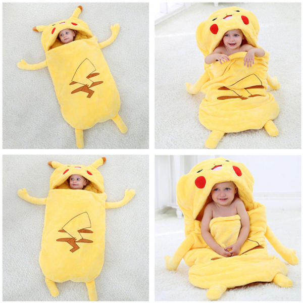 Newborn Baby Yellow Pikachu Pokemon Thicken Cotton Flannel Sleeping Bag ...