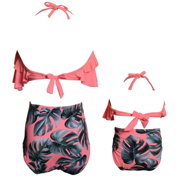 Mommy And Me Matching Swimwear Red Rufflles White Dots Bikini Swimsuit