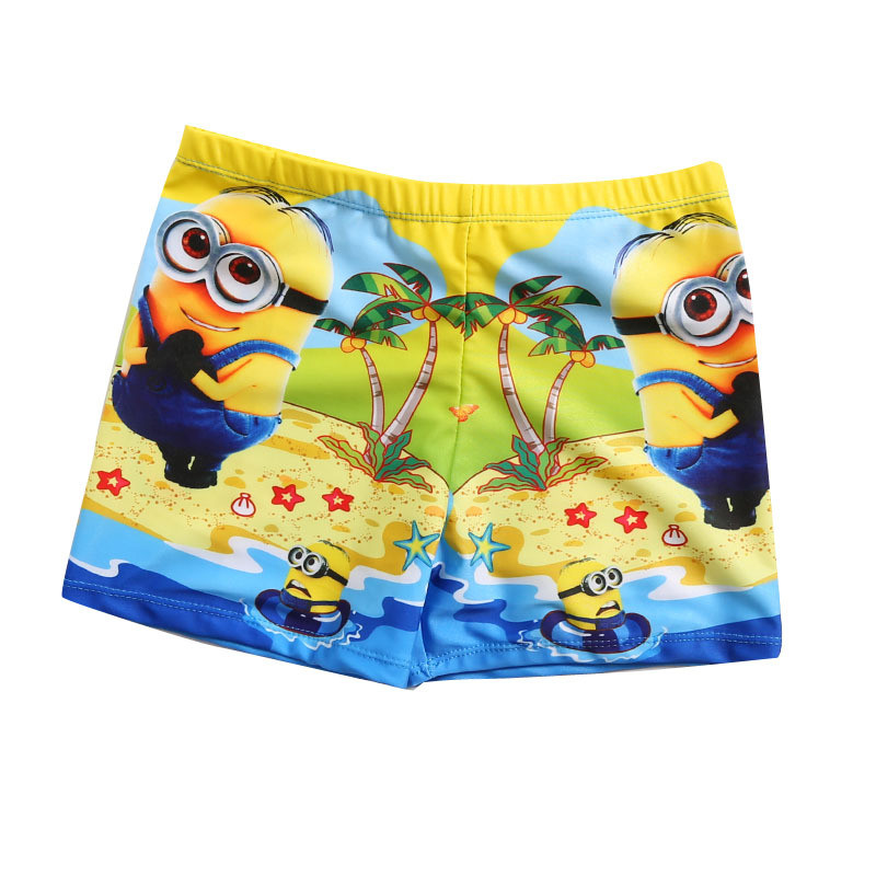 Kid Boys Print Minions Swimwear Trunks Swim Boxer Shorts With Swim Cap
