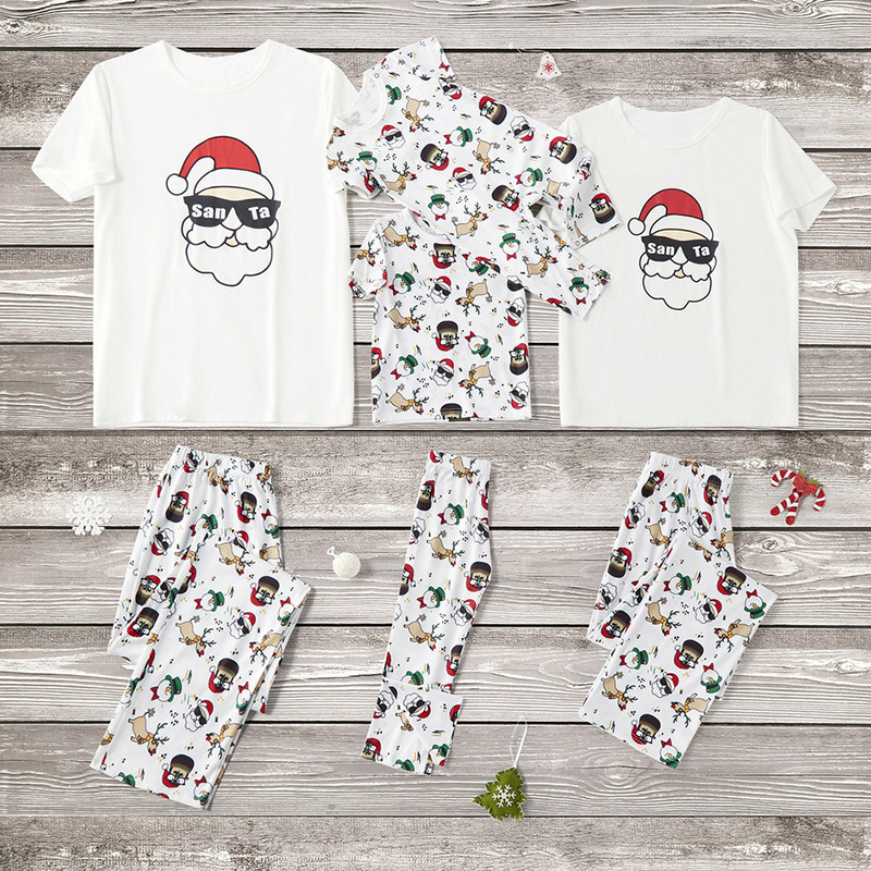 Christmas Family Matching Sleepwear Pajamas Sets White Santa Claus ...