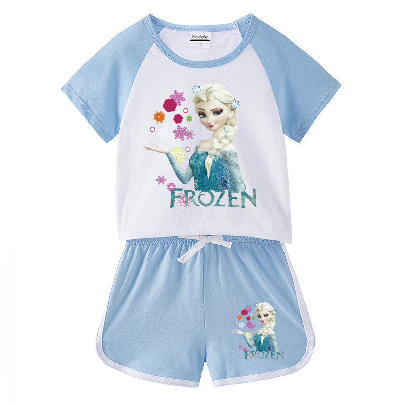 Toddler Kids Girl Frozen Princess Summer Short Pajamas Sleepwear Set ...