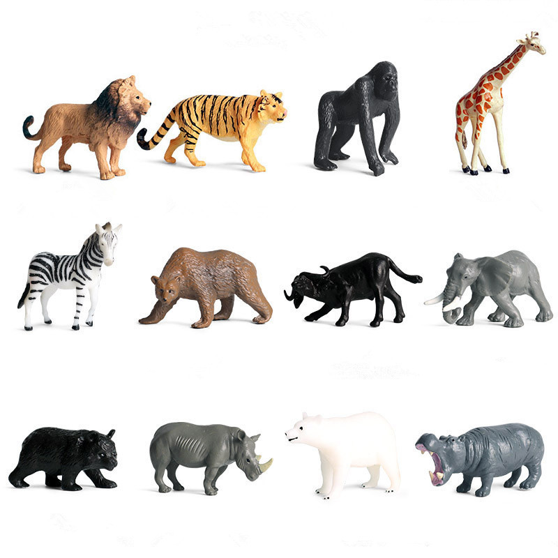 Educational Realistic 12PCS Wild Animals Mini Model Sets Figures ...