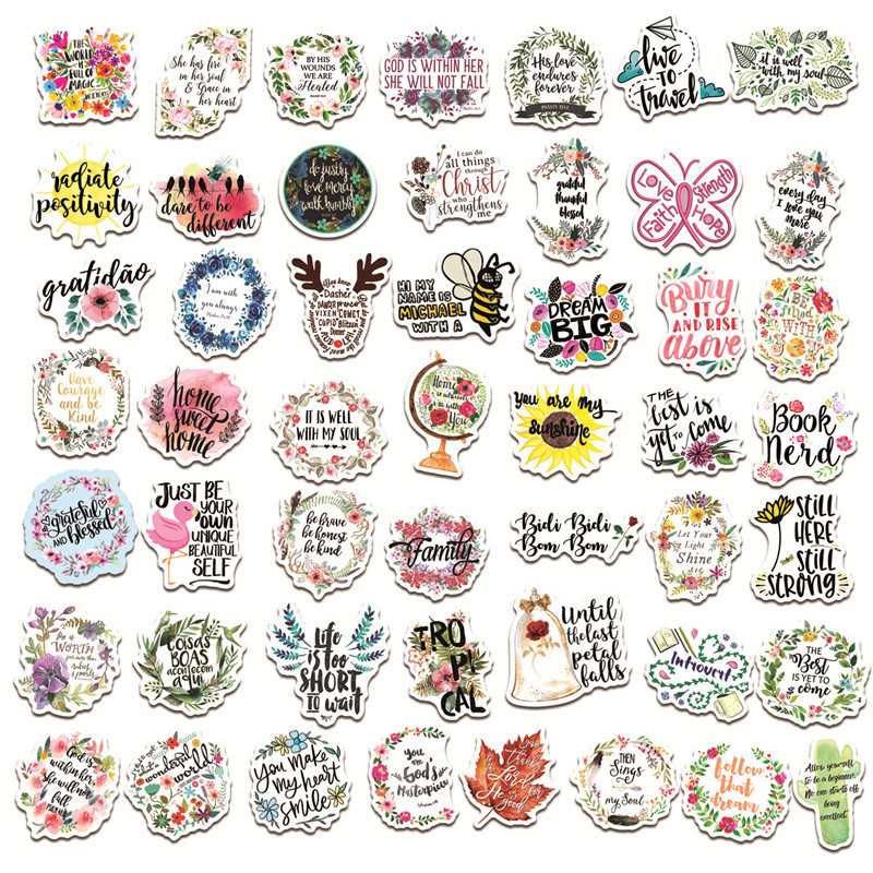 50PCS Inspirational Quotes Waterproof Stickers Decals for Luggage ...