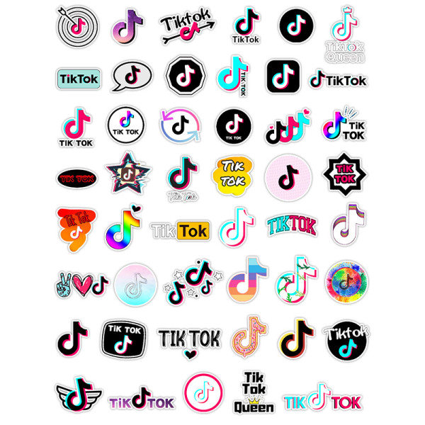 50PCS Tik Tok Logo Waterproof Stickers Decals for Luggage Laptop Water ...