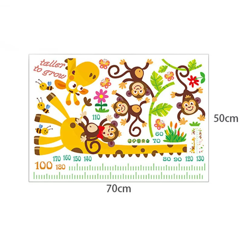 Animal Giraffe Height Stickers Children's Room Kindergarten Classroom ...