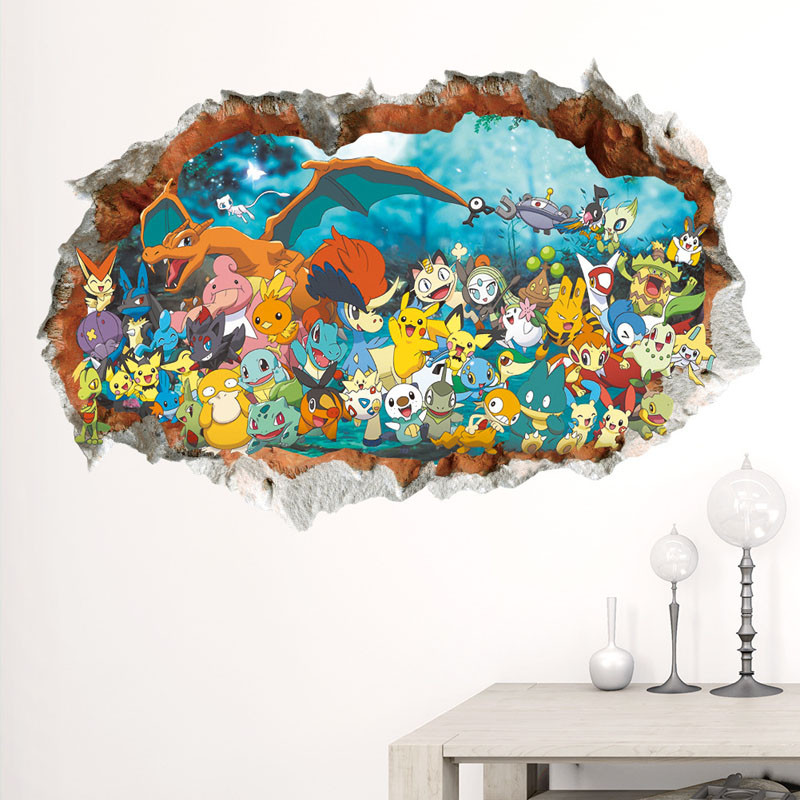 3D Pokemon Door Room Waterproof Decorative Wall Stickers