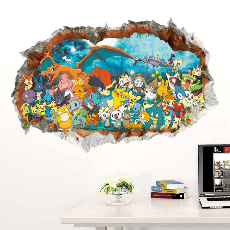 3D Pokemon Door Room Waterproof Decorative Wall Stickers