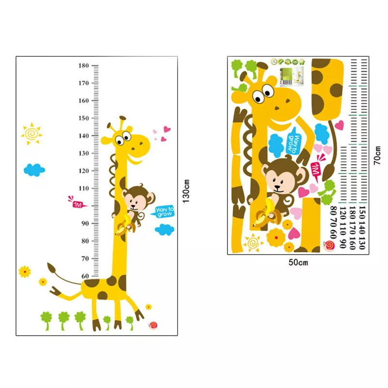 Animal Giraffe Height Stickers Children's Room Kindergarten Classroom ...