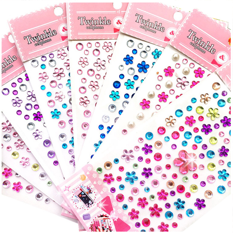 100PCS Colourful Flower DIY Crystal Rhinestone Sticker Jewels Gems ...