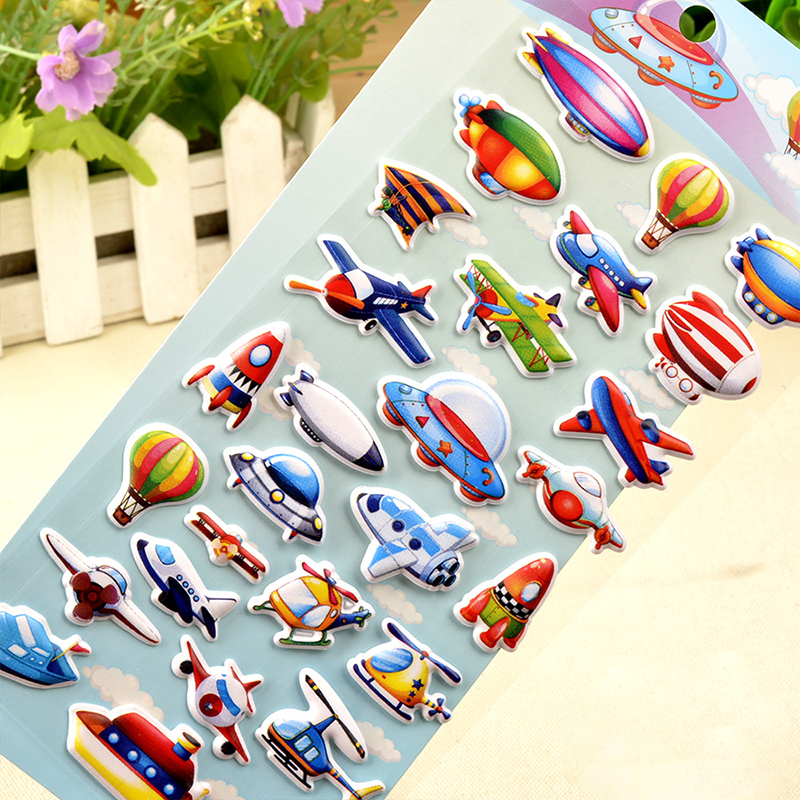 5 Sheets Aircraft Flying Vehicles 3D Foam Puffy Sticker for Kids Toddler