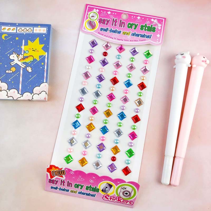 4 Sheets Pearl Geometry DIY Crystal Rhinestone Sticker Jewels Gems ...