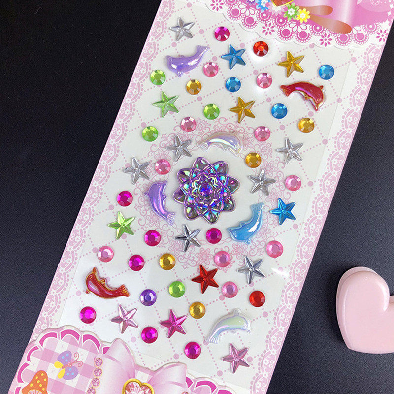 50PCS Sheets Heart Crowns DIY Crystal Rhinestone Sticker Jewels Gems ...