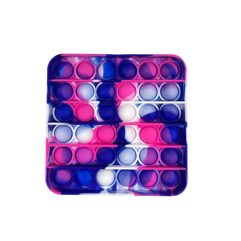 Square Tie-dyed Color Push Pop Pop Bubble Sensory Fidget Toy Stress ...