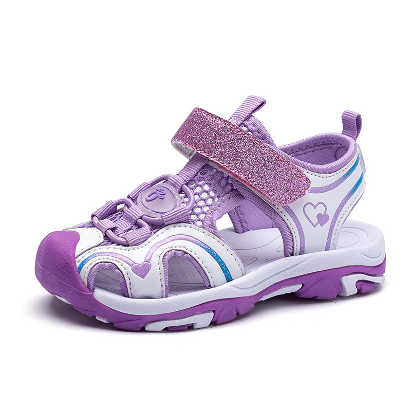 Kid Girl Cut Out Lace Up Sequins Hearts Sandals Shoes