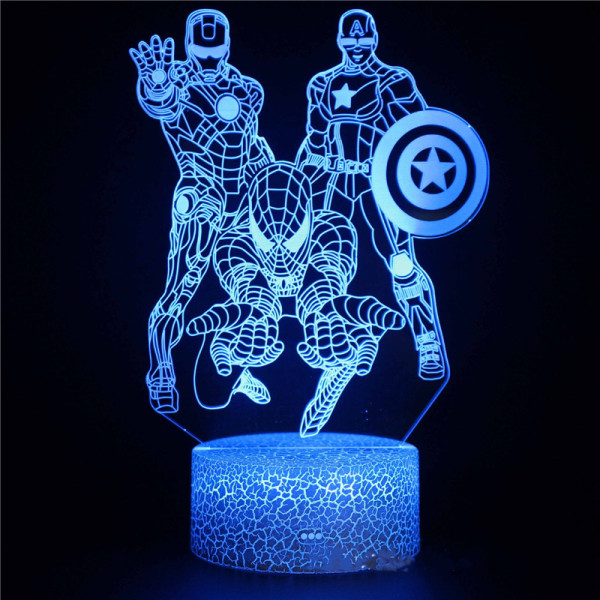 Avengers 3D Night Light LED Lamps Seven Colors Touch LED With Remote ...