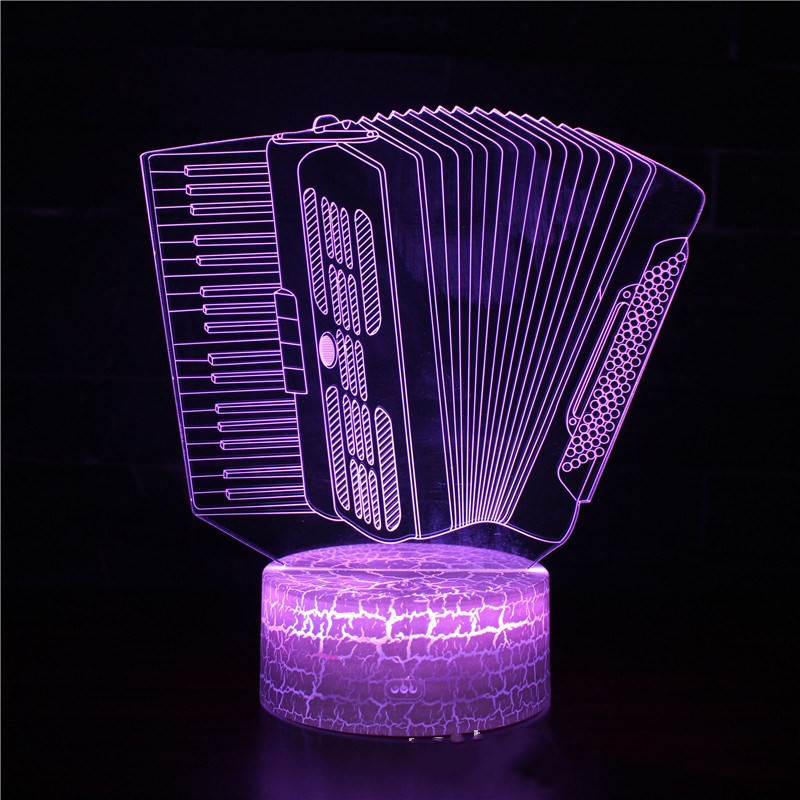 3D Musical Instrument Series Night Light Seven Colors Touch LED Lamps ...