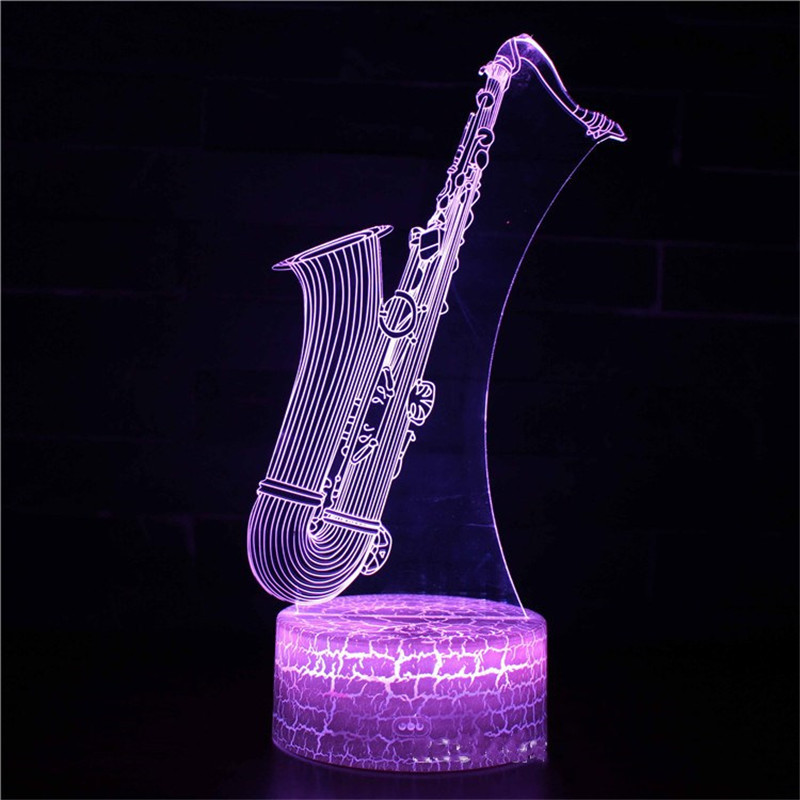 3D Musical Instrument Series Night Light Seven Colors Touch LED Lamps ...
