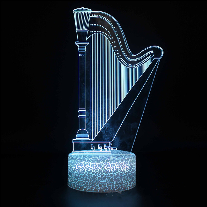 3D Musical Instrument Series Night Light Seven Colors Touch LED Lamps ...