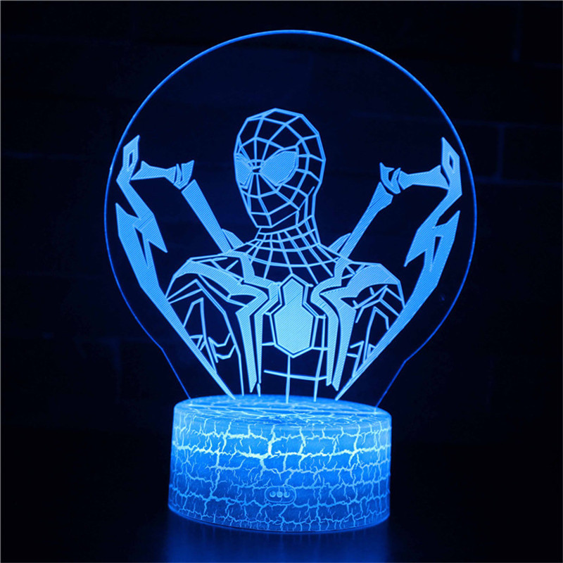 Spiderman 3D Night Light LED Lamps Seven Colors Touch LED With Remote ...
