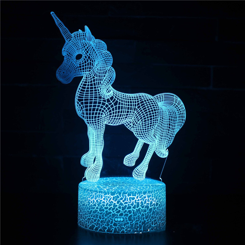 Unicorn 3D Night Light LED Lamps Seven Colors Touch LED With Remote Control