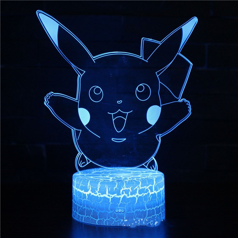 3D Cute Pikachu Series Night Light LED Lamps Seven Colors Touch Lamps ...