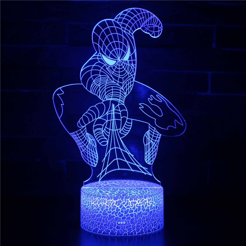 Spiderman 3D Night Light LED Lamps Seven Colors Touch LED With Remote ...