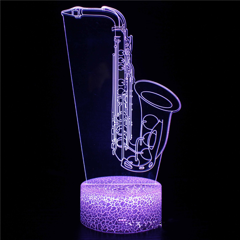 3D Musical Instrument Series Night Light Seven Colors Touch LED Lamps ...