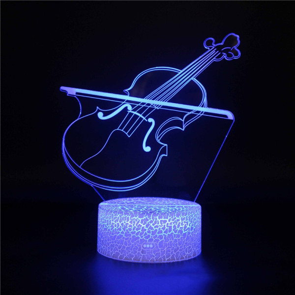 3D Guitar Violin Music Series Night Light LED Lamps Seven Colors Touch ...