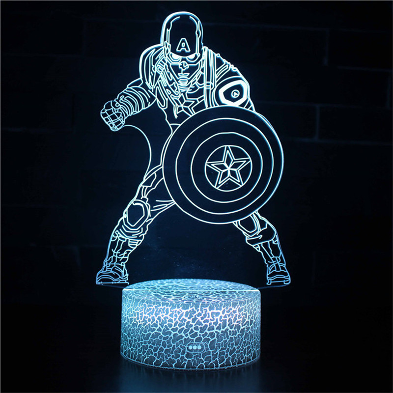 3D Marvel Avengers Captain America Series Night Light LED Lamps Seven ...