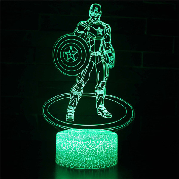 3D Marvel Avengers Captain America Series Night Light LED Lamps Seven ...