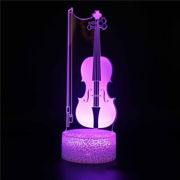 3D Guitar Violin Music Series Night Light LED Lamps Seven Colors Touch ...