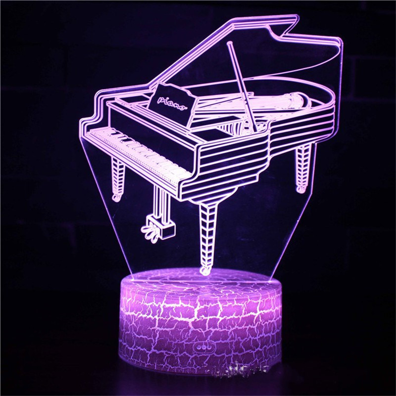3D Musical Instrument Series Night Light Seven Colors Touch LED Lamps ...