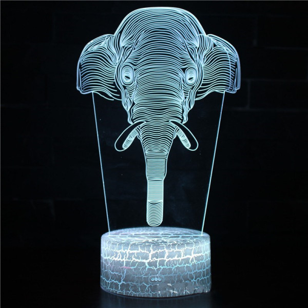 Cute Elephant 3D Night Light LED Lamps Seven Colors Touch Lamps With ...